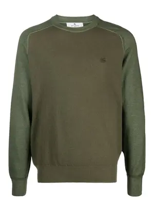 Etro Logo-embroidered Virgin Wool Sweater - Green