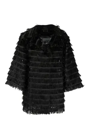 Alberta Ferretti Long-sleeves Fringed Jacket - Black