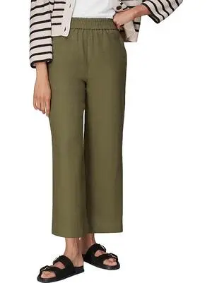 Whistles Linen Pull On Straight Leg Pants - Khaki