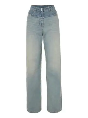 Givenchy Distressed Two-tone Straight-leg Jeans - Blue