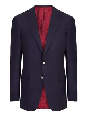 Stefano Ricci Woven Jacket With 2 Buttons Navy