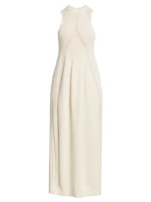 JIL SANDER Women's Wool-Blend Open-Stitch Midi-Dress - Piuma  Piuma