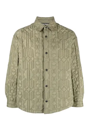 Palm Angels Monogram Quilted Shirt Jacket - Khaki