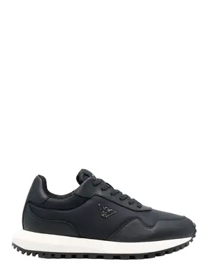 Emporio Armani Logo-appliqué Panelled Sneakers - Blue