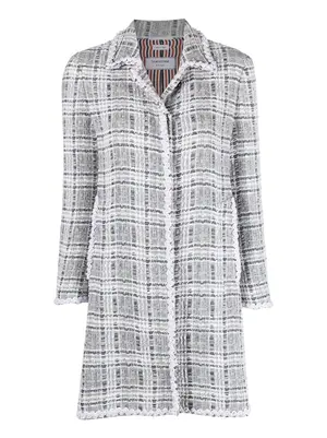 Thom Browne Crochet-appliqué Tweed Coat - Grey