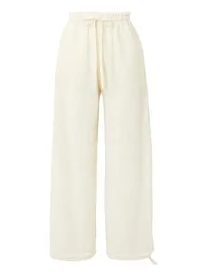 Acne Studios Frayed Cotton And Linen-blend Wide-leg Pants - Off-white