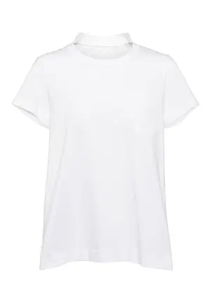 Sacai Pleated Cotton Jersey T-shirt - White