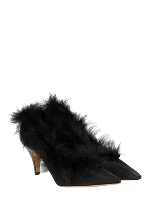 Khaite River Shearling-trimmed Pumps - Black