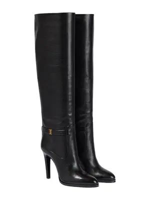 Saint Laurent Diane 105 Leather Knee-high Boots - Black
