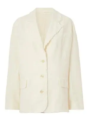 Acne Studios Frayed Cotton And Linen-blend Blazer - Off-white