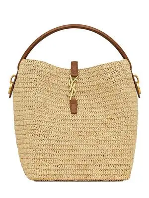 Saint Laurent Saint Laurent Le 37 Bucket Bag Natural/brick Raffia