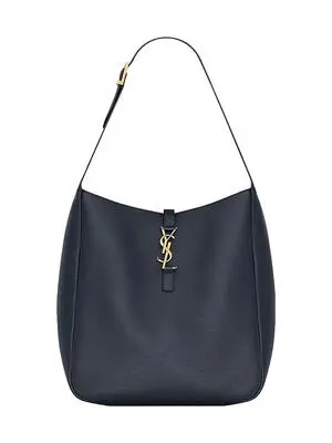 Saint Laurent Le 5 A 7 Shoulder Bag Bleu Abysse/gold Smooth Leather