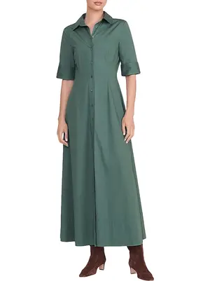 Staud Staud Joan Maxi Shirt Dress Pine