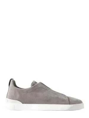 Zegna Triple Stitch™ Suede Slip-on Sneakers - Gray