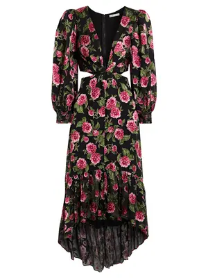 Alice + Olivia Katia Floral-print Fil Coupé Chiffon Maxi Dress - Black