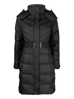 TWINSET Hooded Belted Puffer Coat - Black