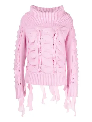 Blumarine Knitted Off-shoulder Jumper - Pink