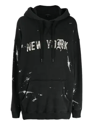 R13 Slogan-print Distressed Hoodie - Black