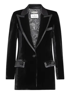 Philipp Plein Velvet Blazer With Contrasting Trim - Black