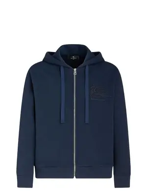 Etro Logo-embroidered Zip-up Cotton Jacket - Blue