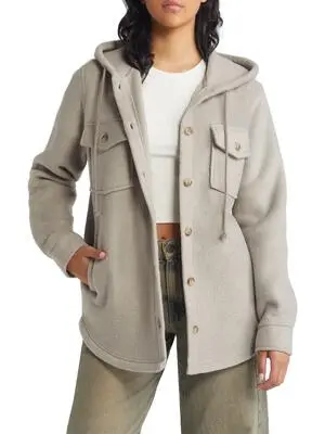 THREAD & SUPPLY Thread & Supply Hooded Fleece Shacket Grey