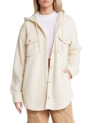 THREAD & SUPPLY Hooded Fleece Shacket - Ivory