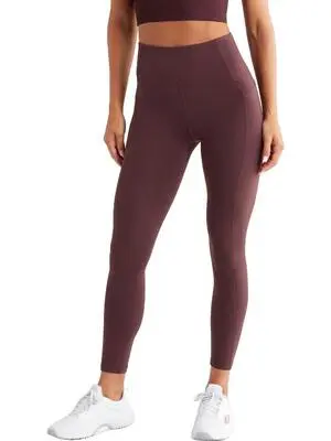 Zella Studio Luxe High Waist Pocket 7/8 Leggings - Burgundy Fudge