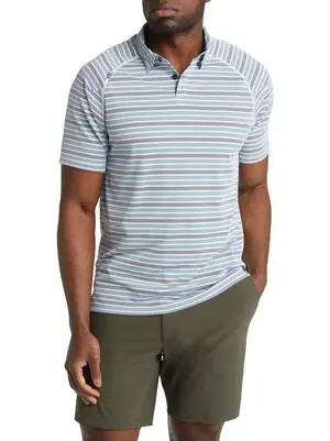 RHONE Delta Stripe Piqué Polo Navy/green Stripe