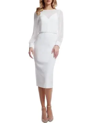 Dress The Population Dress The Population Pilar Mixed Media Dress White
