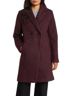 Sam Edelman Bouclé Tweed Double-breasted Coat - Burgundy