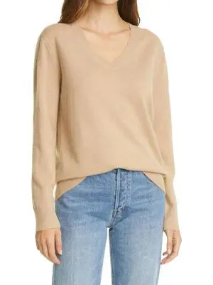 Vince Weekend V-neck Cashmere Sweater - Camel