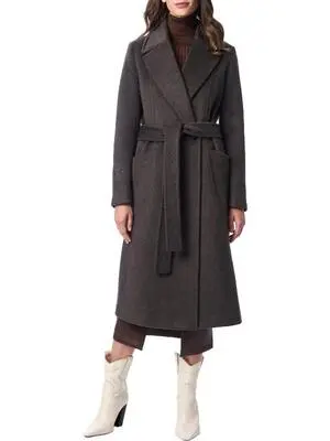 Bernardo Bernardo Belted Wool-blend Longline Coat Dark Oak