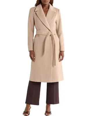 Bernardo Belted Wool-blend Longline Coat - Oatmeal