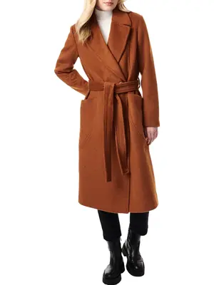 Bernardo Bernardo Belted Wool-blend Longline Coat Pumpkin Spice