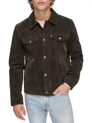 LEVI'S Faux Suede Trucker Jacket - Dark Brown