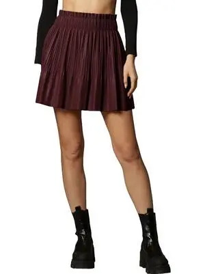 Avec Les Filles Avec Les Filles Faux-Ever Leather™ Pleated A-Line Miniskirt Zinfandel