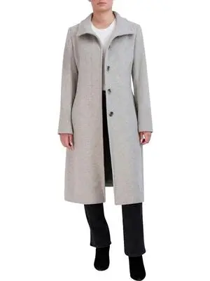 Cole Haan Cole Haan Signature Longline Wool Blend Coat Light Grey