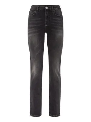 Philipp Plein Mid-rise Straight-leg Jeans - Black