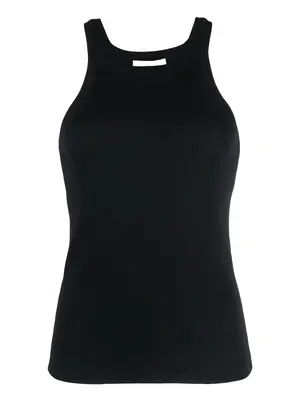 Closed Ribbed-knit Tank Top - Black