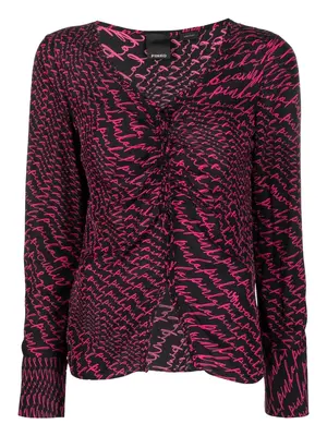 Pinko Logo-print Long-sleeve Blouse - Black
