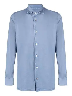 Fedeli Long-sleeve Cotton Shirt - Blue