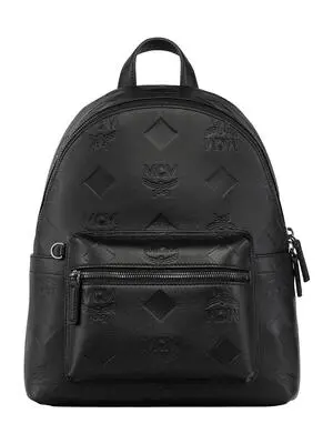 Mcm Stark Backpack In Maxi Monogram Leather - Black