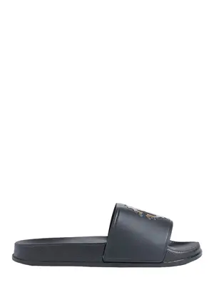 Roberto Cavalli Printed Embossed Rubber Slides - Black