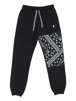 COUNTY OF MILAN Bandana-print Panelled Cotton Track Pants - Black