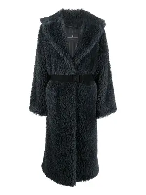 Ermanno Scervino Belted Shearling Coat - Grey