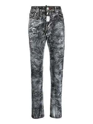 Philipp Plein Philipp Plein Abstract-Print Straight-Leg Jeans Black