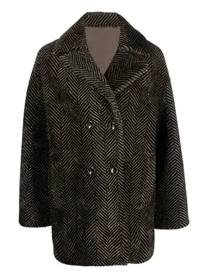 MANZONI 24 Herringbone Sheepskin Coat - Brown