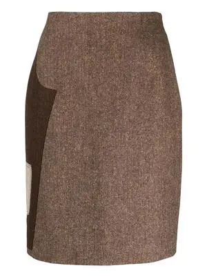 Moschino Contrasting Panel Pencil Skirt - Brown