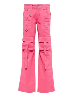 Blumarine Low-rise Denim Cargo Pants - Pink
