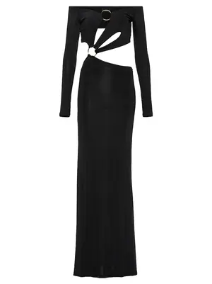 LOUISA BALLOU Cutout Jersey Maxi Dress - Black